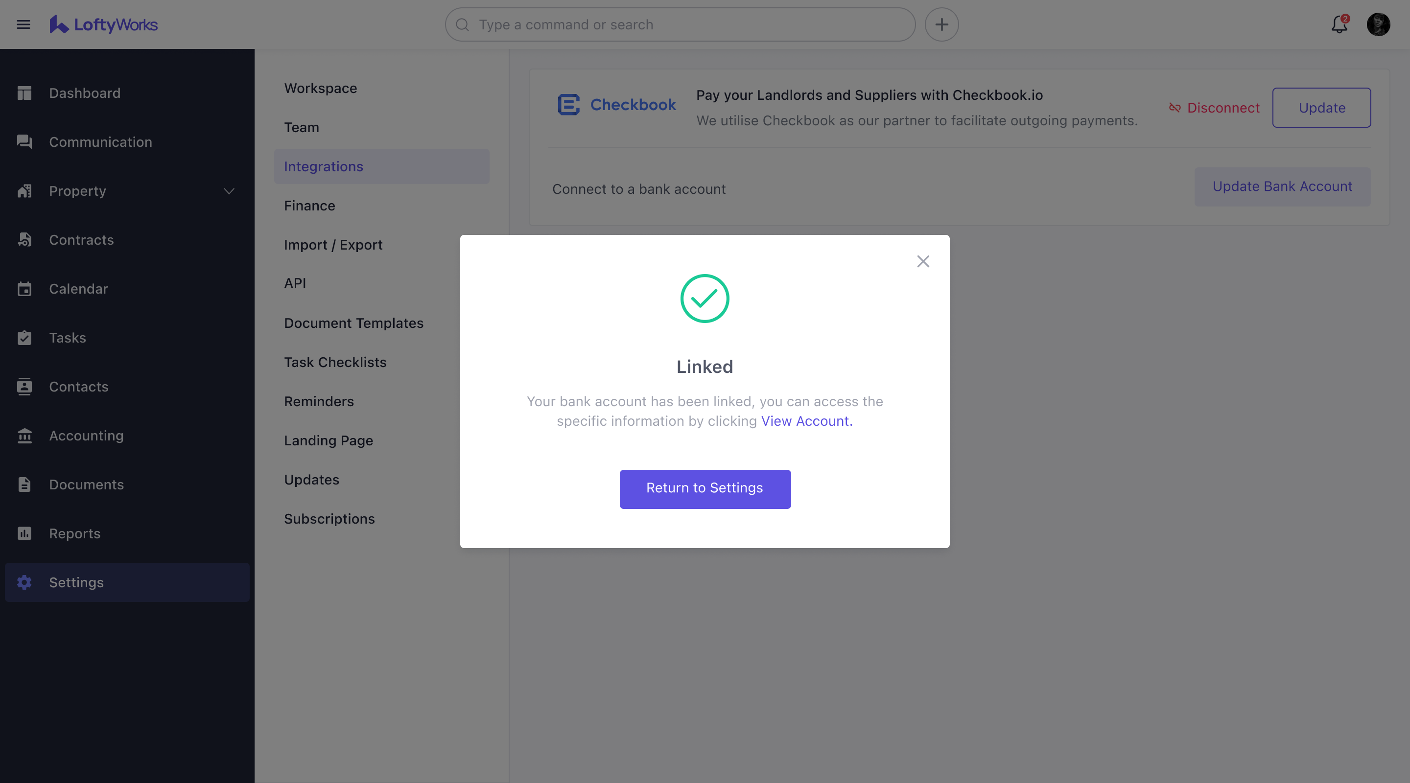 Integrate Checkbook to LoftyWorks – LoftyWorks